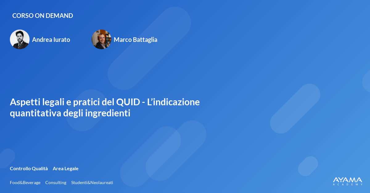 Aspetti legali e pratici del QUID - L’indicazione quantitativa degli ...